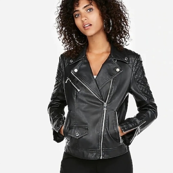 Express | Jackets & Coats | Nwot Express Womens Vegan Leather Black ...